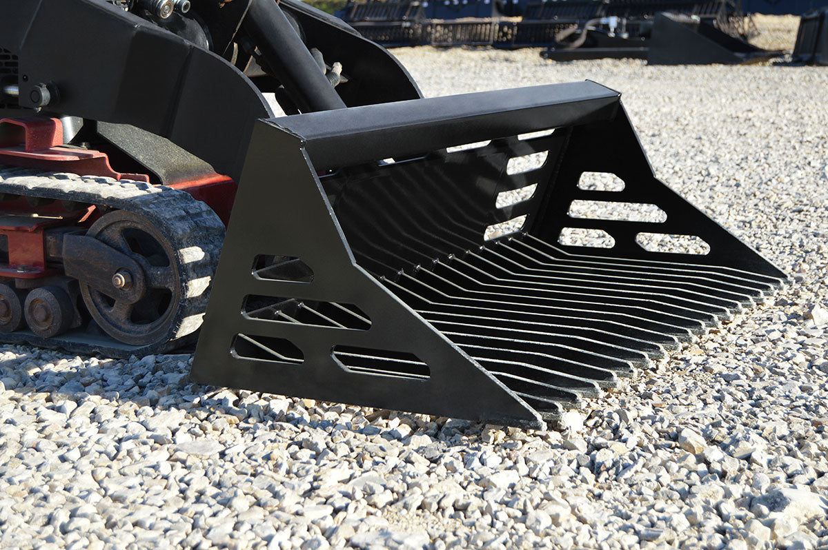 Loflin Mini Skid Steer Rock Bucket | Heavy-Duty Rock Tool — Bison Supply